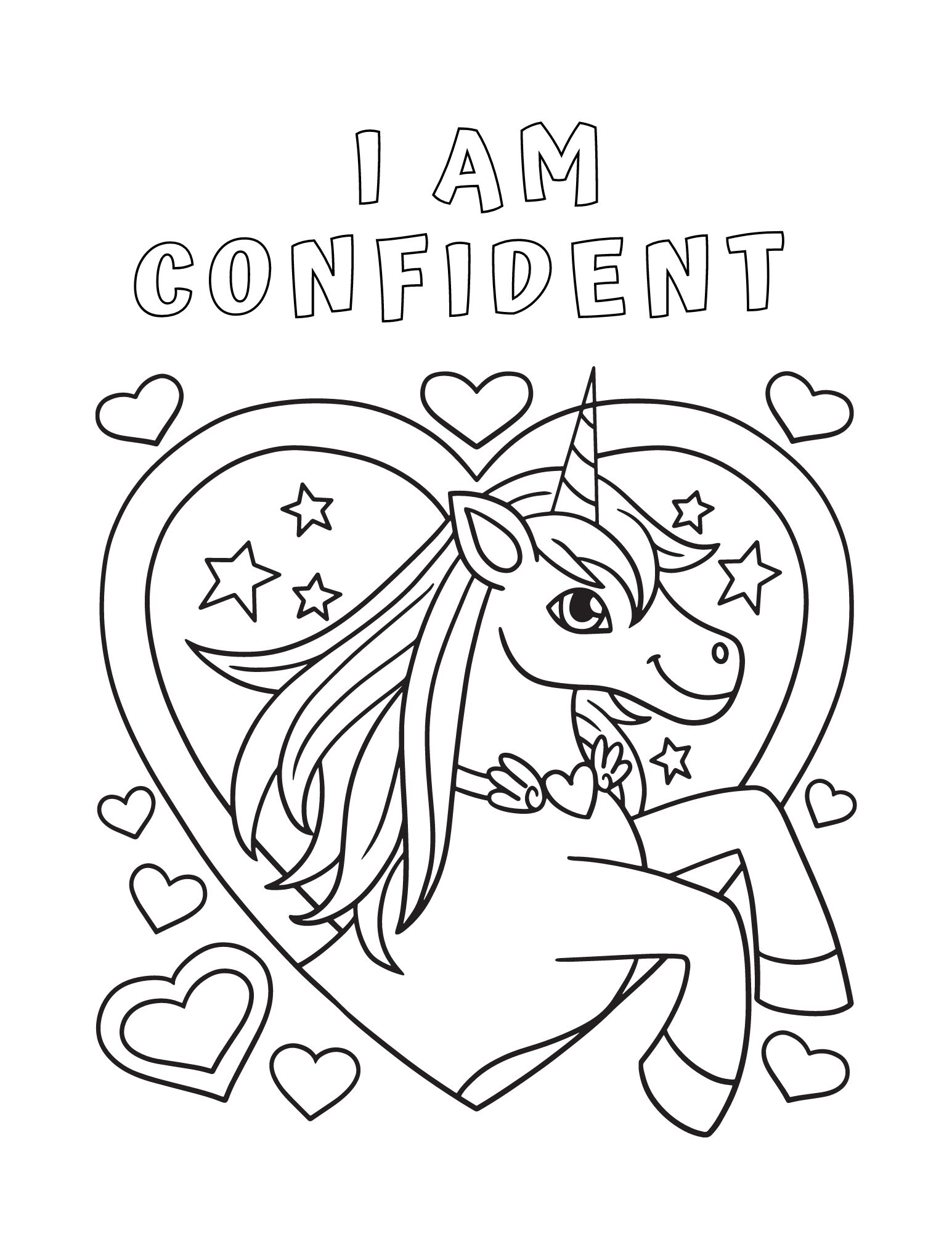 Easy Unicorn Coloring Pages, Unicorn Coloring Pages for Kids, Printable ...