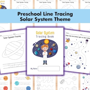 Solar System Tracing Bundle, Planet Name Line Trace Page Printable ...
