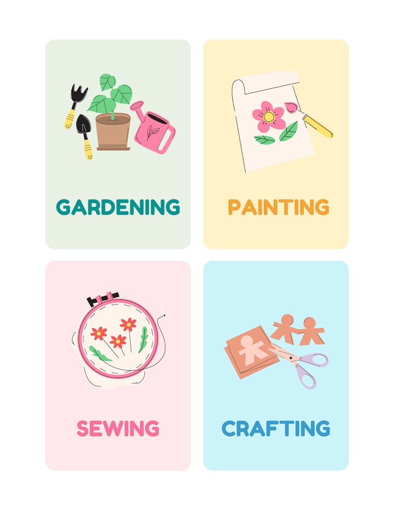 32 Hobby Flashcards, Printable Montessori Flash Cards,pre-school Cards ...
