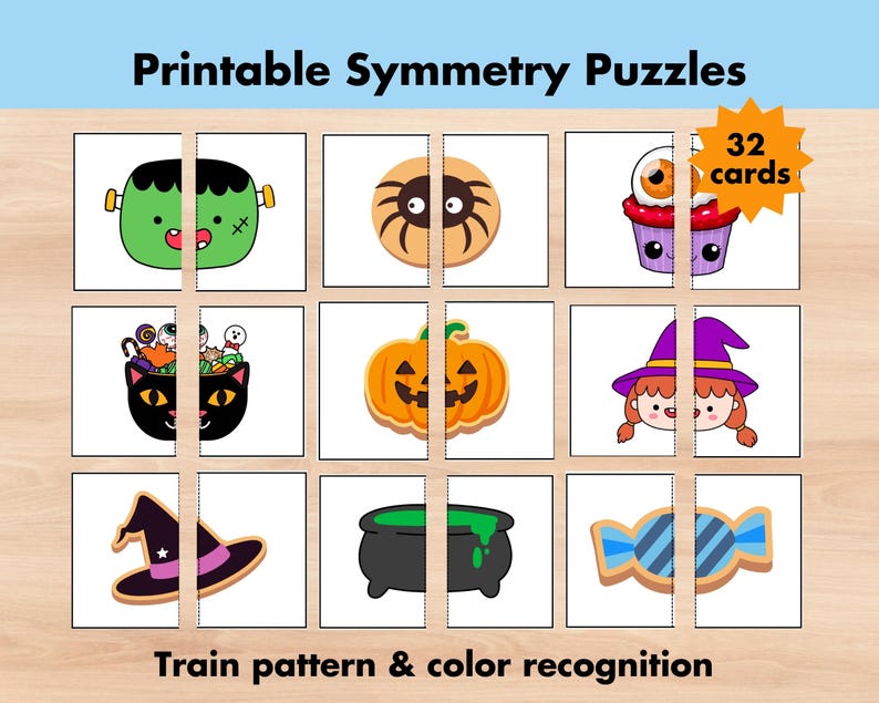 Halloween Memory Match Game, Complete the Pictures, Montessori ...