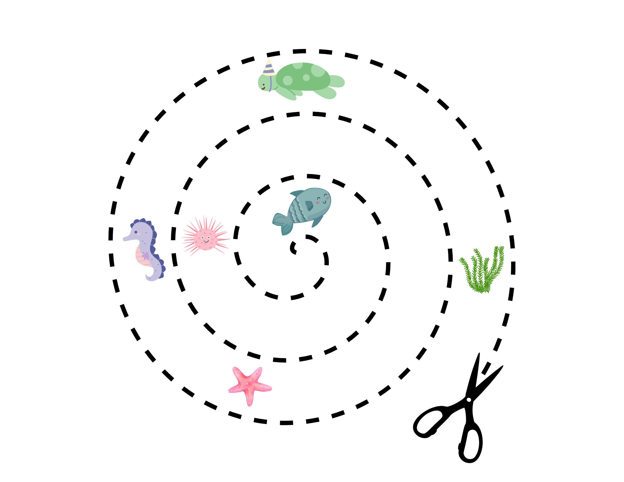 Under the Sea Scissors Cutting Practice Sheets, Printable Ocean Shapes ...