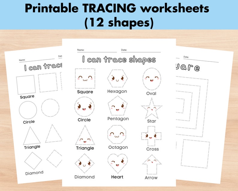 Printable Shape Tracing Worksheet, Preschool Basic Shape Homeschool ...