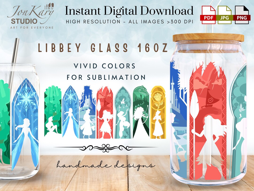 Princess 16 Oz Glass Can Wrap Little Princess Transparent Libbey Glass ...