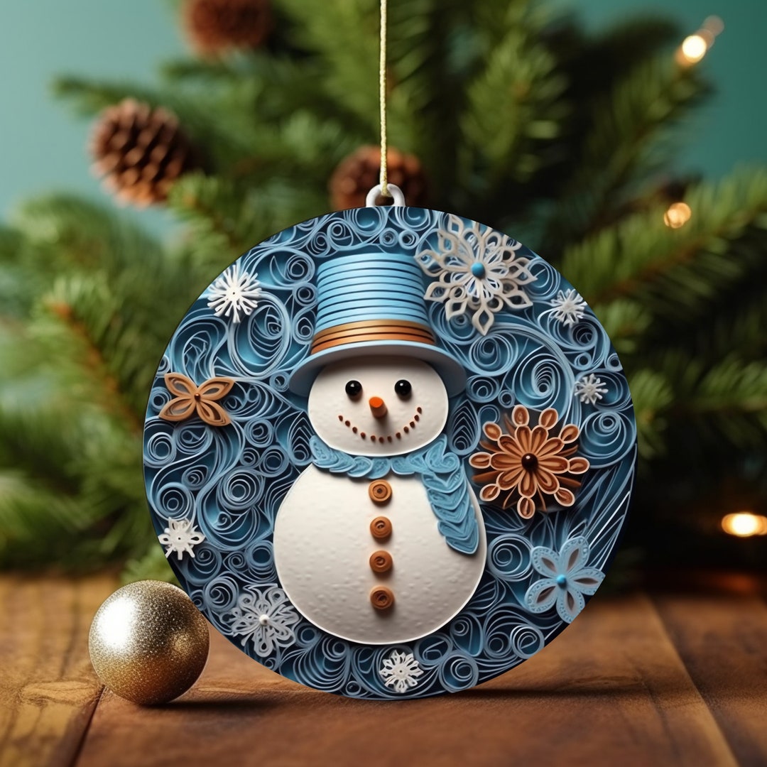 3D Christmas Snowman Quilled Snowman PNG Christmas Ornament Design ...