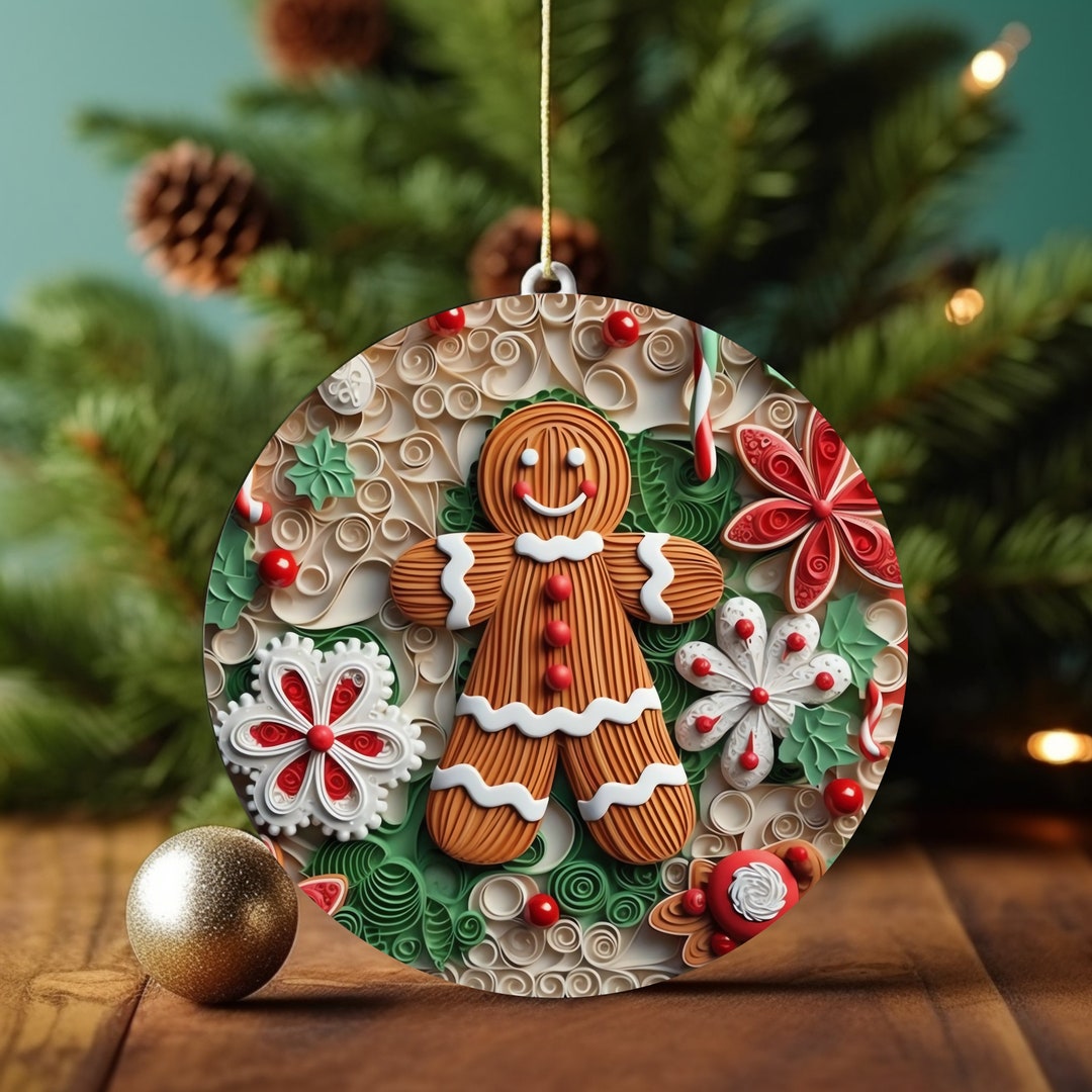 3D Christmas Gingerbread Man Quilled Gingerbread Man PNG Christmas ...