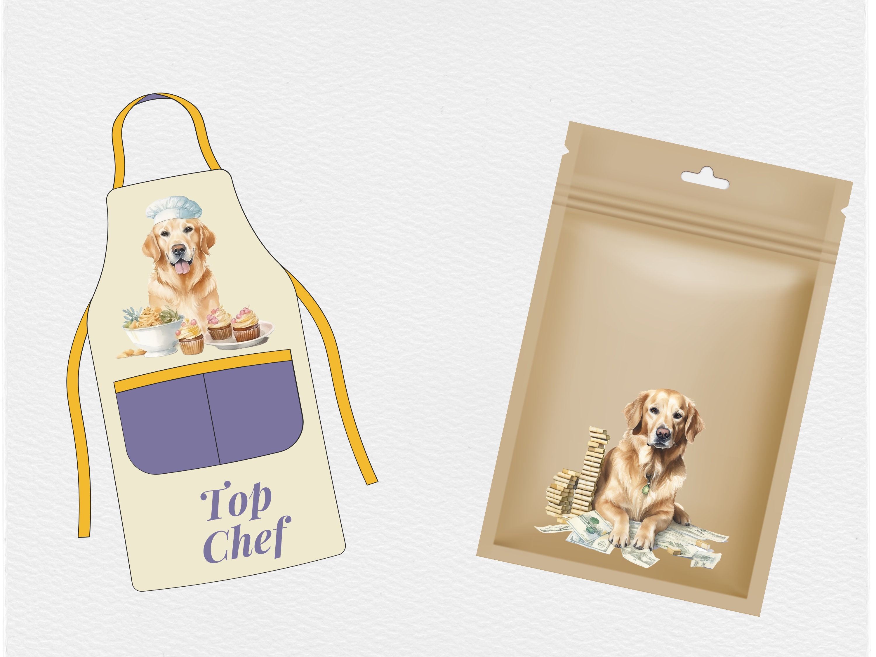 Golden Retriever Clipart, Good Boi at Work Clipart, Watercolor 14 Png ...