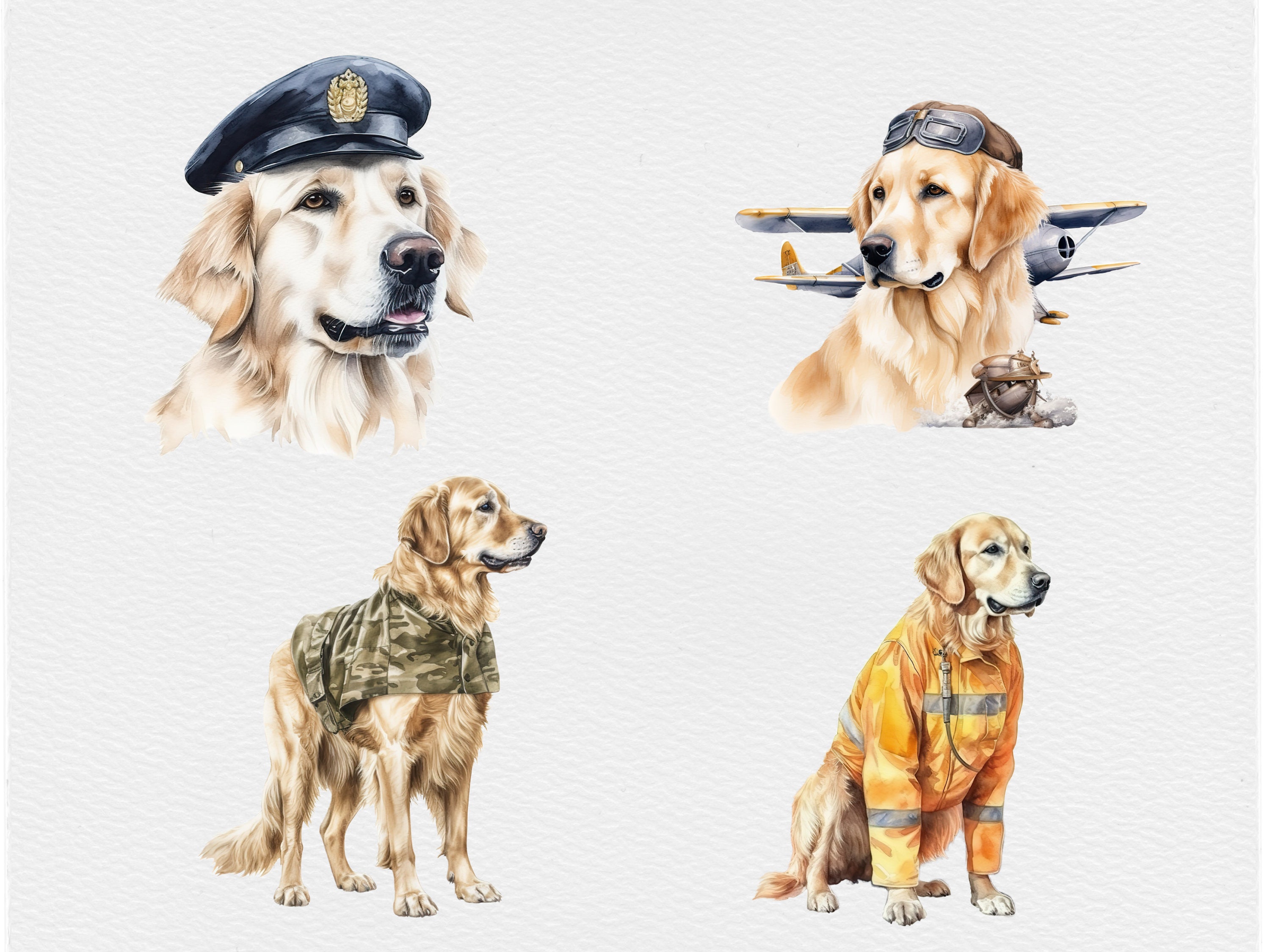 Golden Retriever Clipart, Good Boi at Work Clipart, Watercolor 14 Png ...