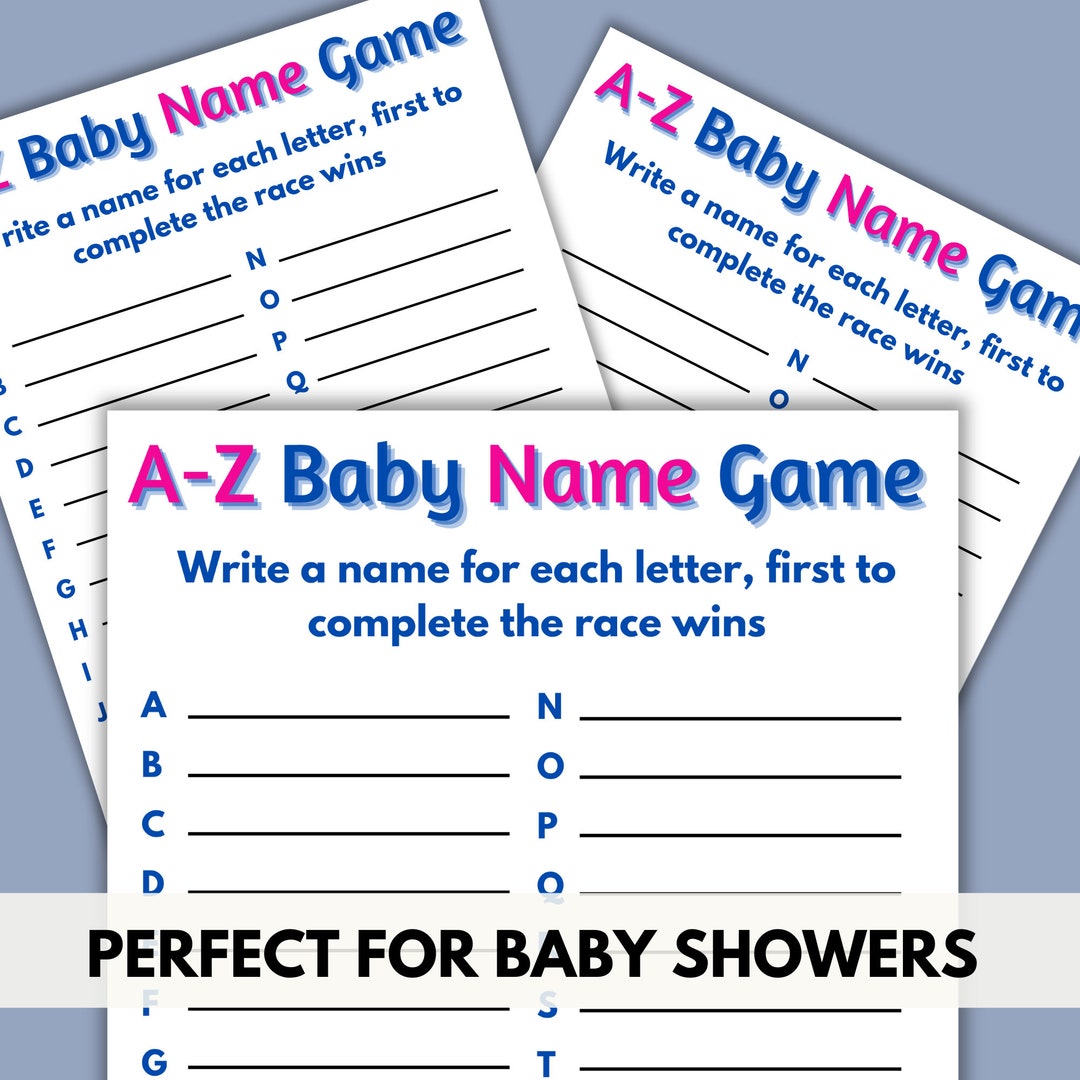 A-Z Baby Name Game Baby Name Race Perfect for Baby Showers - Etsy