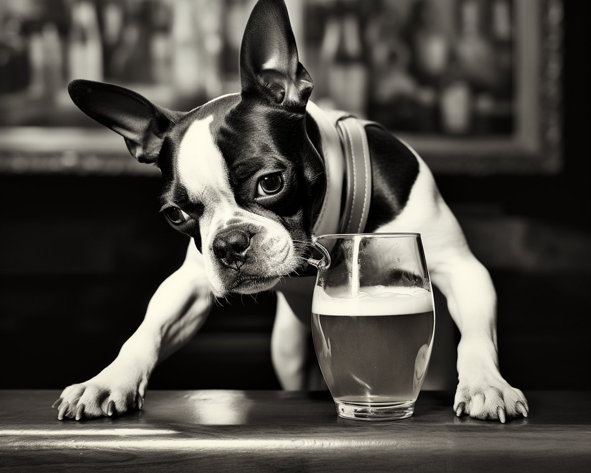 Dog Wall Art, Funny Drunk Dog in Bar, Dog Drinking Beer, Grumpy Dog in ...
