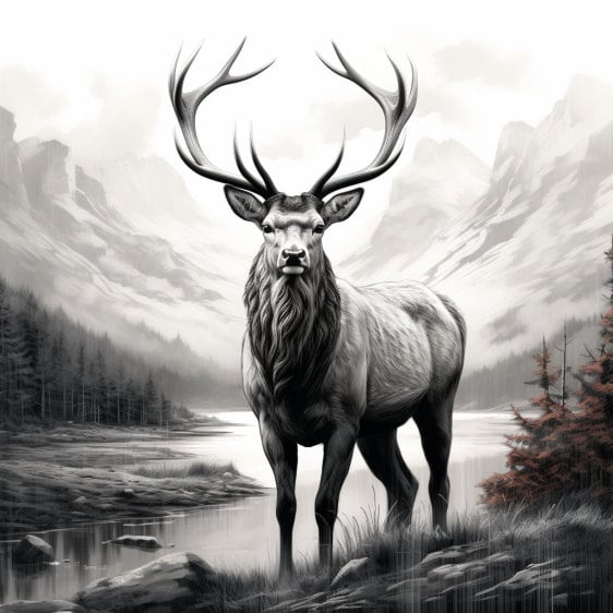 Red Stag Wall Art, Printable Stag Deer, Buck Deer, Scottish Stag, Deer ...