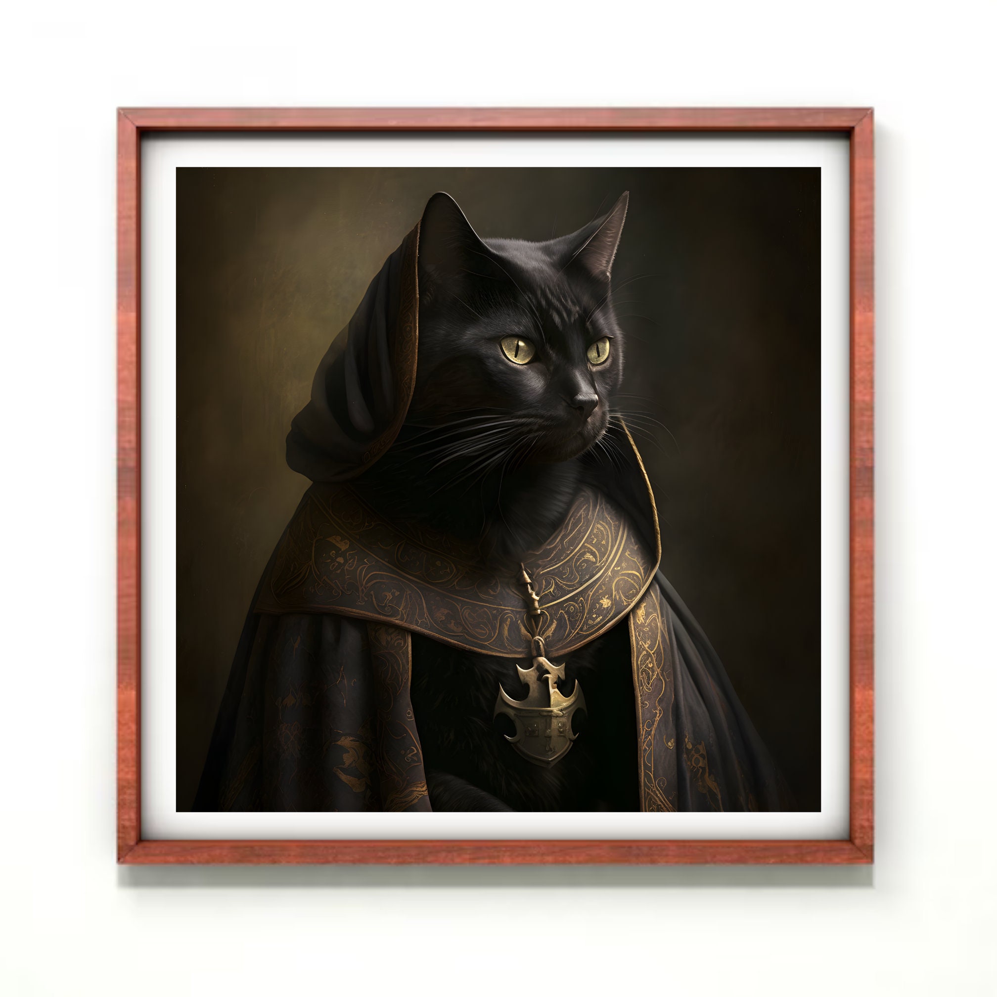 Vintage Cat Wall Art Print, Cat Gothic Painting, Historical Cat, Animal ...