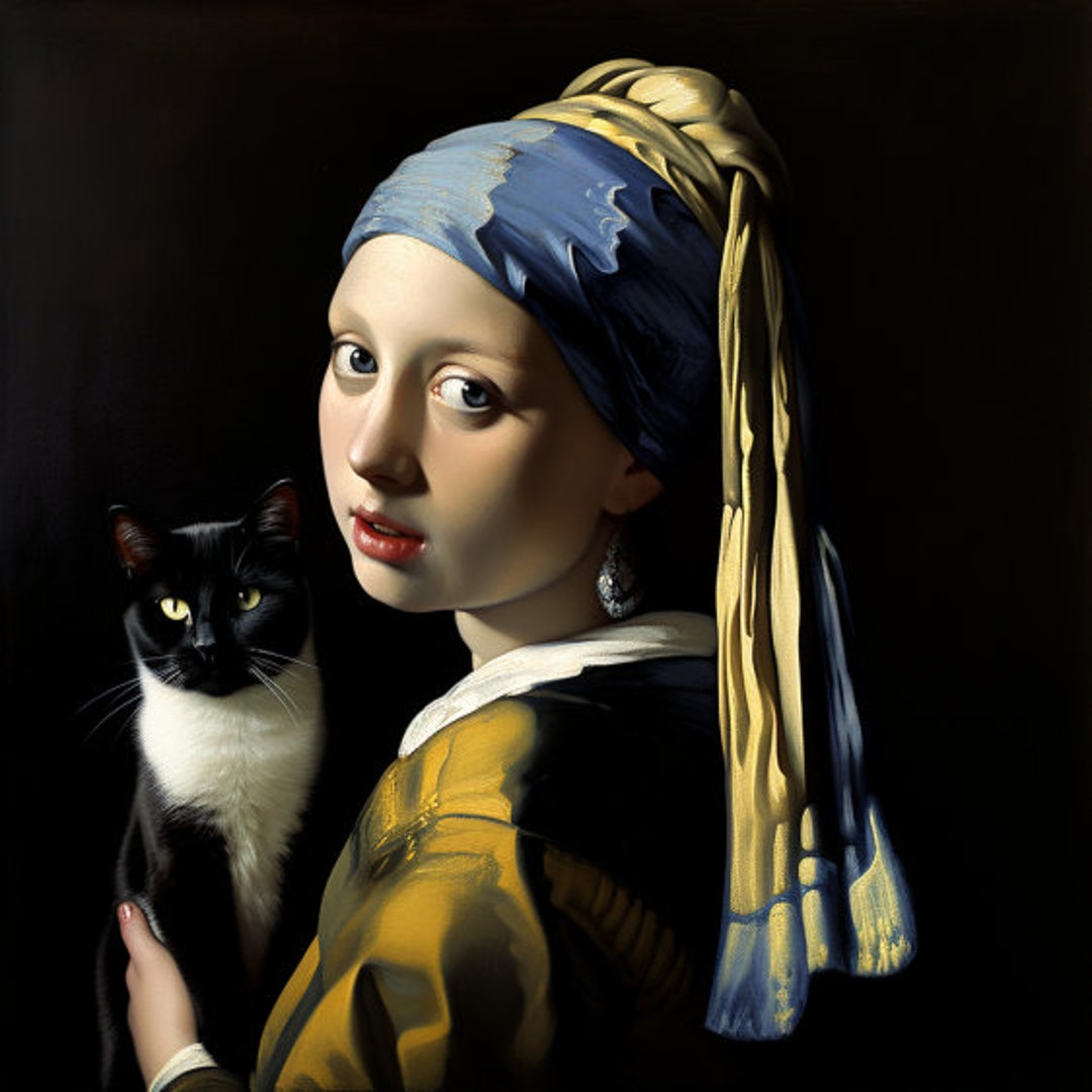 Cat Painting Inspired by Johannes Vermeer's Girl With the Pearl Earring ...
