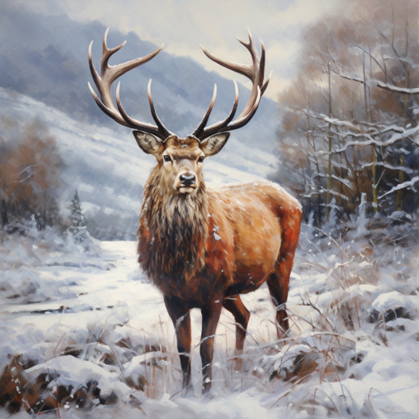 Red Stag Wall Art, Printable Stag Deer, Buck Deer, Scottish Stag, Deer ...