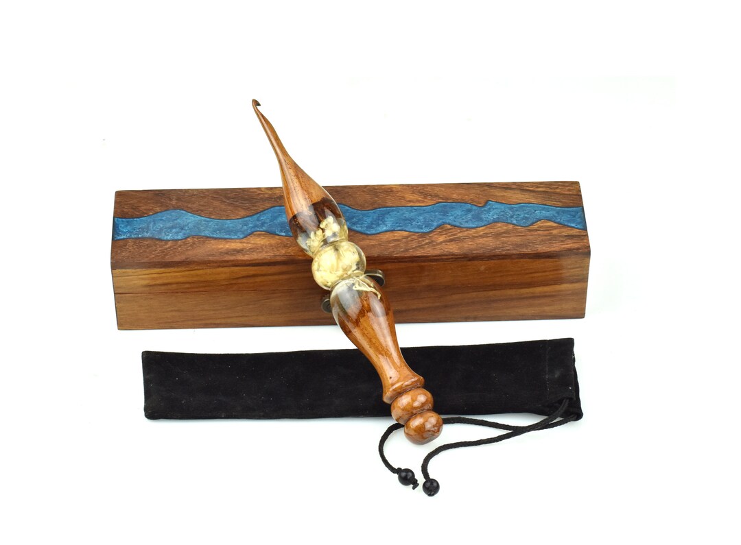 Clear Resin and Wooden Mix Crochet Hooks for Knitting, Wooden Crochet ...