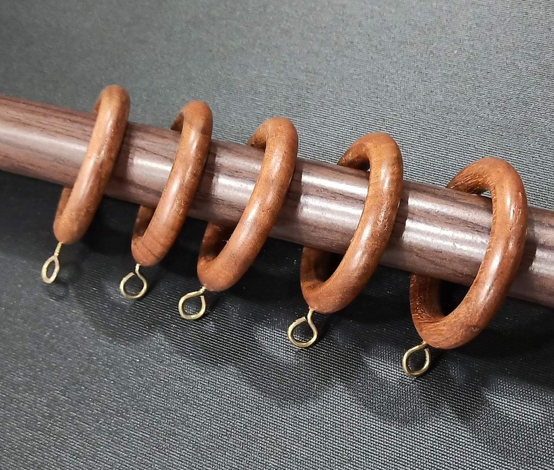 Wooden Curtain Rod Rings Set, Drapery Rings, for 1 to 2.5 Inch Rod ...