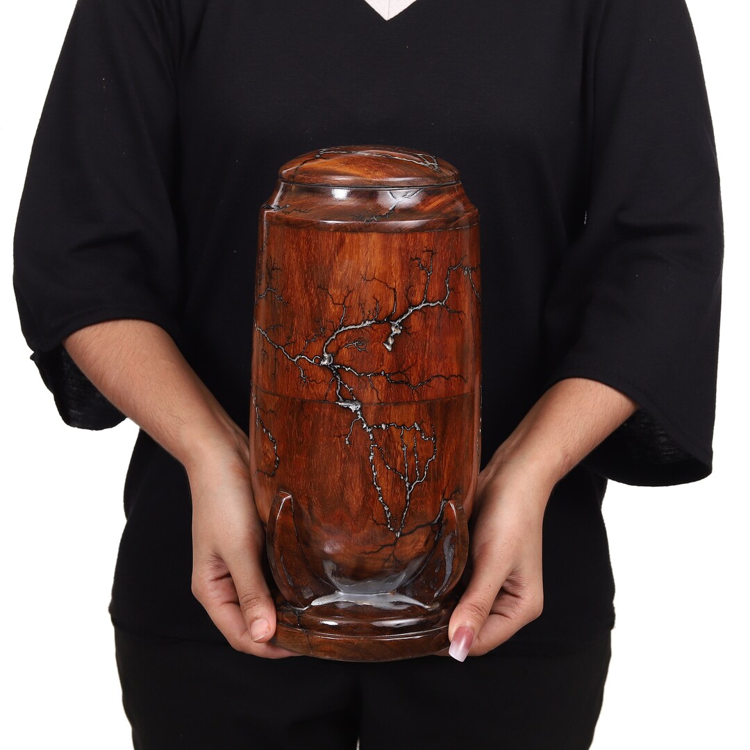 Fractal Burn Rosewood Urn for Human Ashes Male, Female Resin Cremation ...