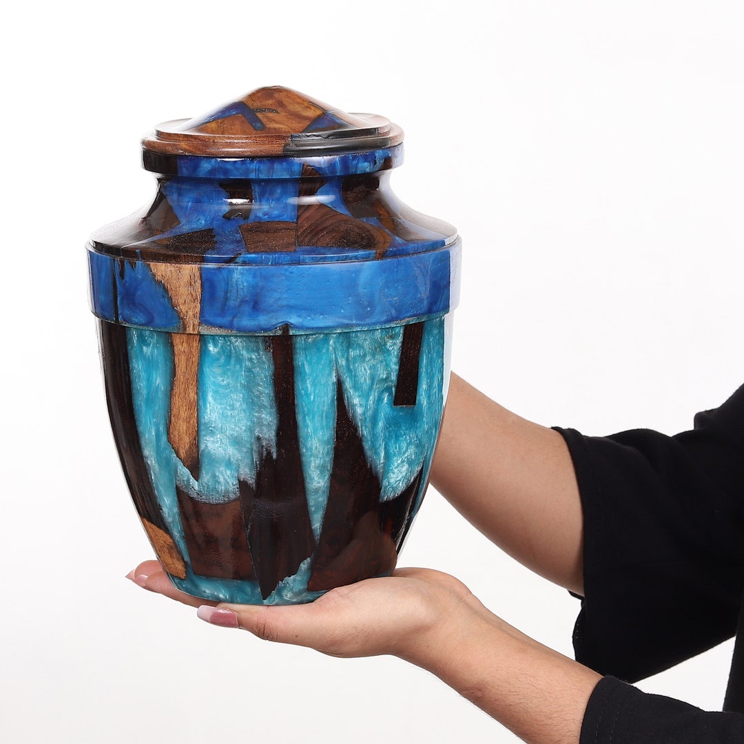 Rosewood Resin Mix Urn Box for Adult Ashes Wood Cremation Urns Funeral ...