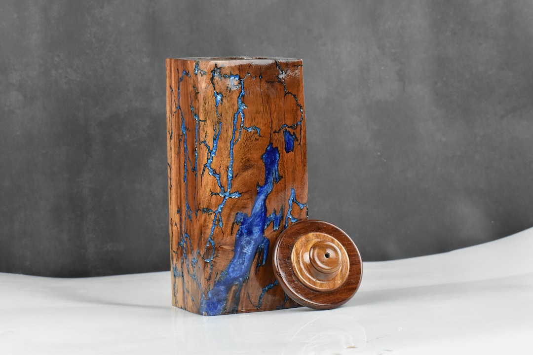 Beautiful Indian Rosewood Brick Wall Urn With Resin Epoxy Cremation Urn ...