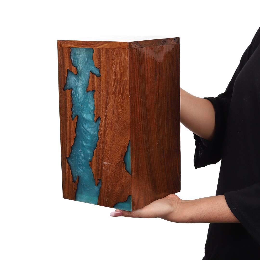 Beautiful Indian Rosewood Brick Wall Urn With Resin Epoxy Cremation Urn ...