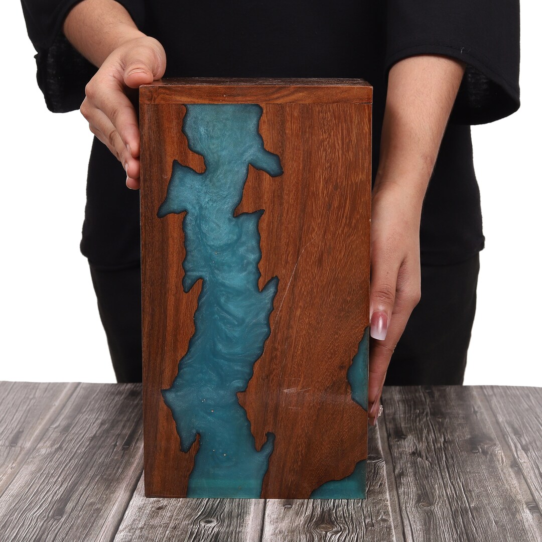 Beautiful Indian Rosewood Brick Wall Urn With Resin Epoxy Cremation Urn ...