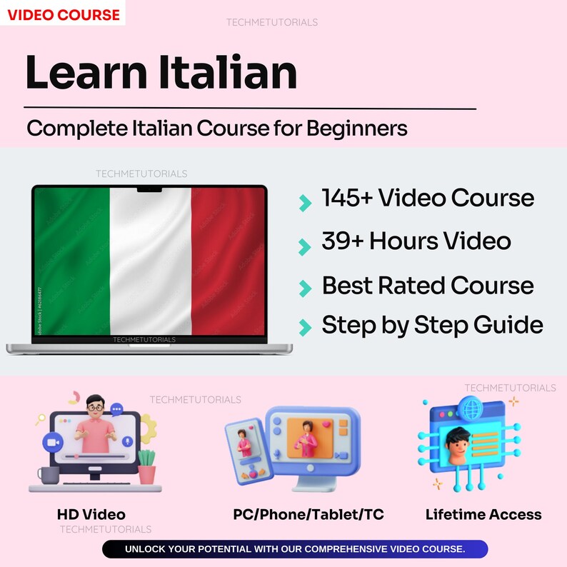 Learn Italian for Beginners 145 Lessons Video Tutorial Learn Language ...