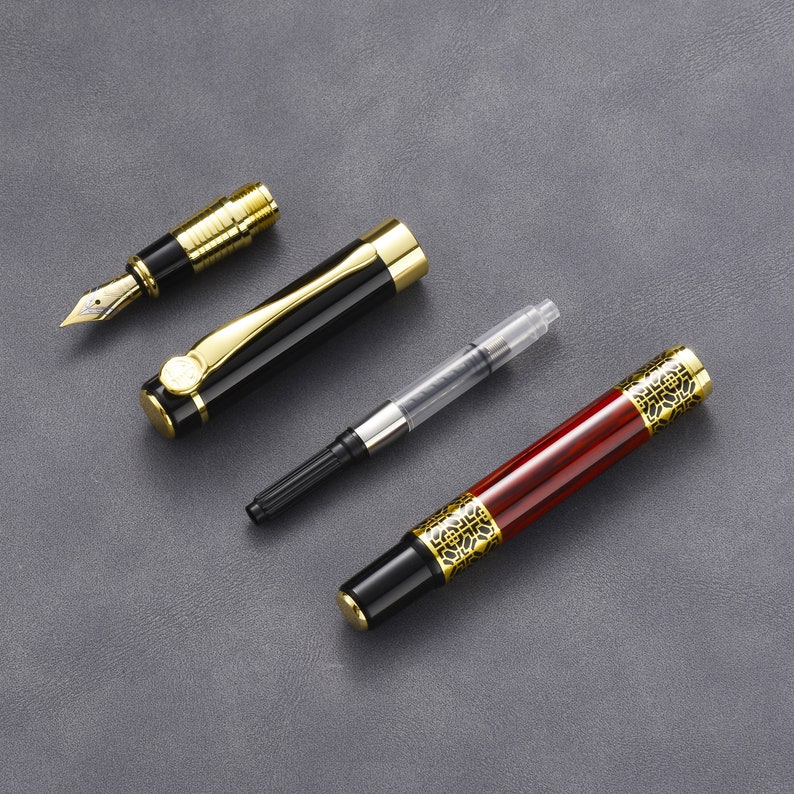 Vandro Luxury Fountain Pen Set - Vintage Red Pen With Smooth Fine Nib ...