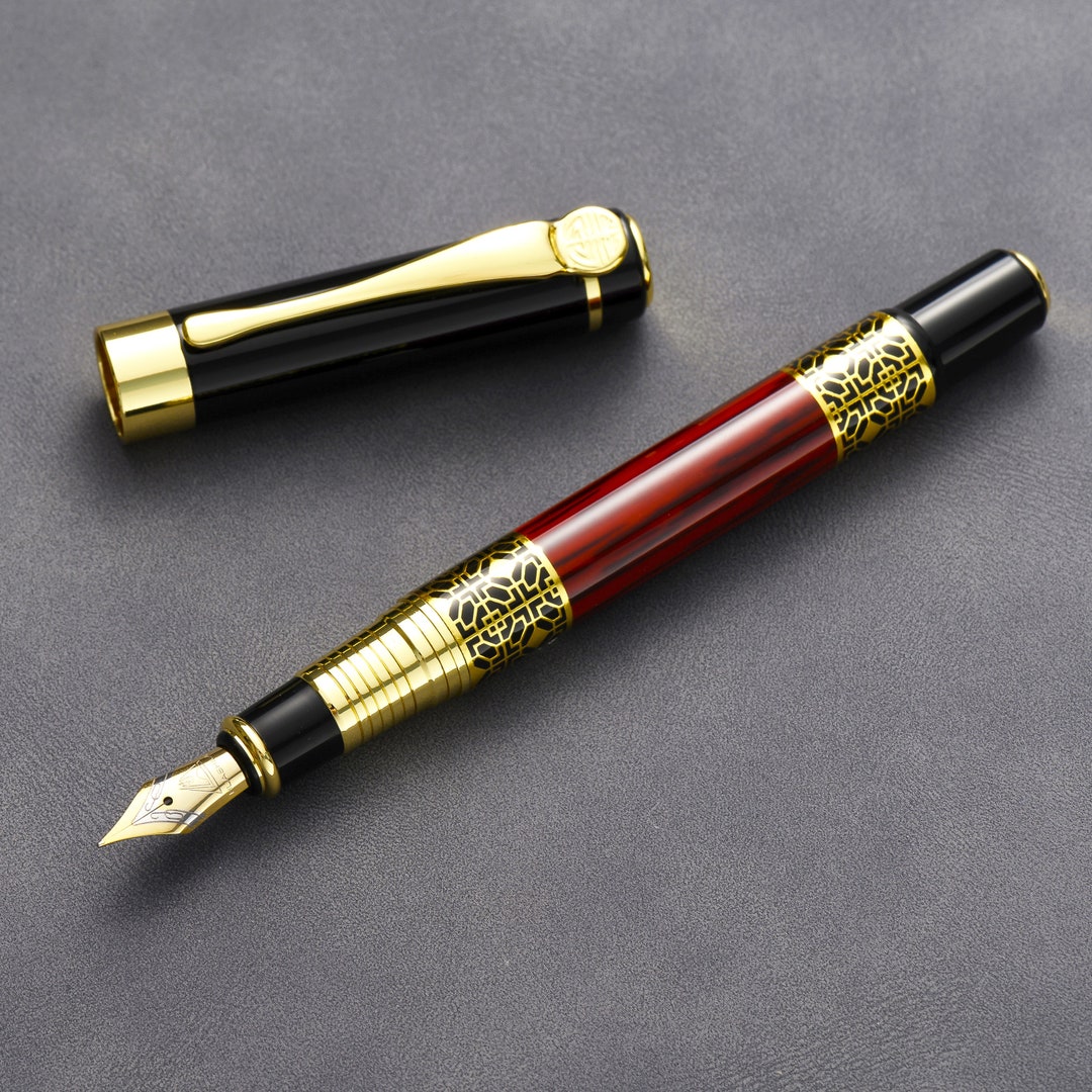 Vandro Luxury Fountain Pen Set - Vintage Red Pen With Smooth Fine Nib ...