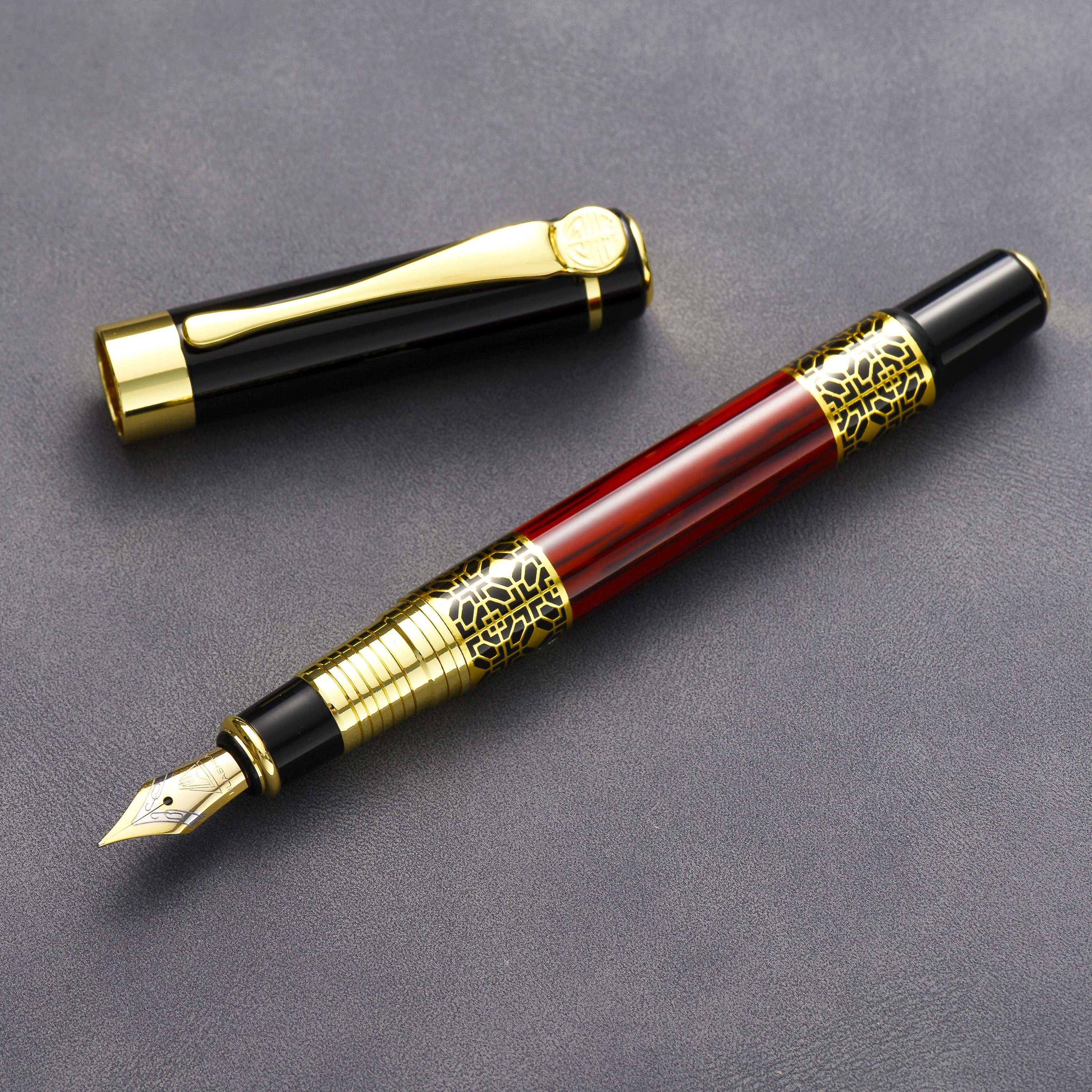 Vandro Luxury Fountain Pen Set - Vintage Red Pen With Smooth Fine Nib ...
