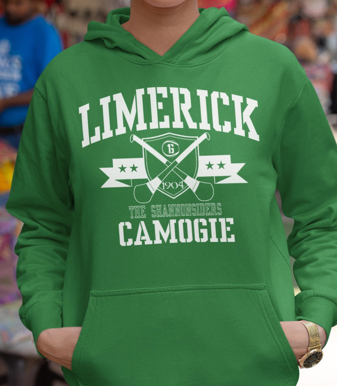 Limerick Camogie Shield With Crossed Hurls Hoodie - IRL - Gaelic Games ...