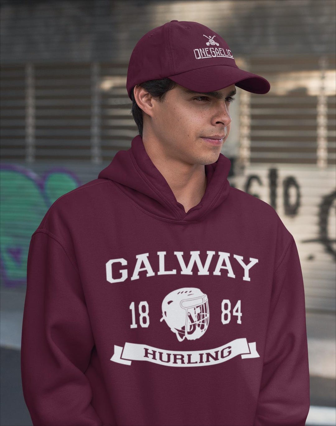 Galway Hurling Hoodie - GAA - Gaelic Games - Featuring Helmet Design ...