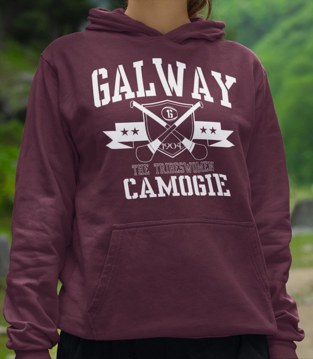 Galway Camogie Shield With Crossed Hurls Hoodie - GAA - Gaelic Games ...