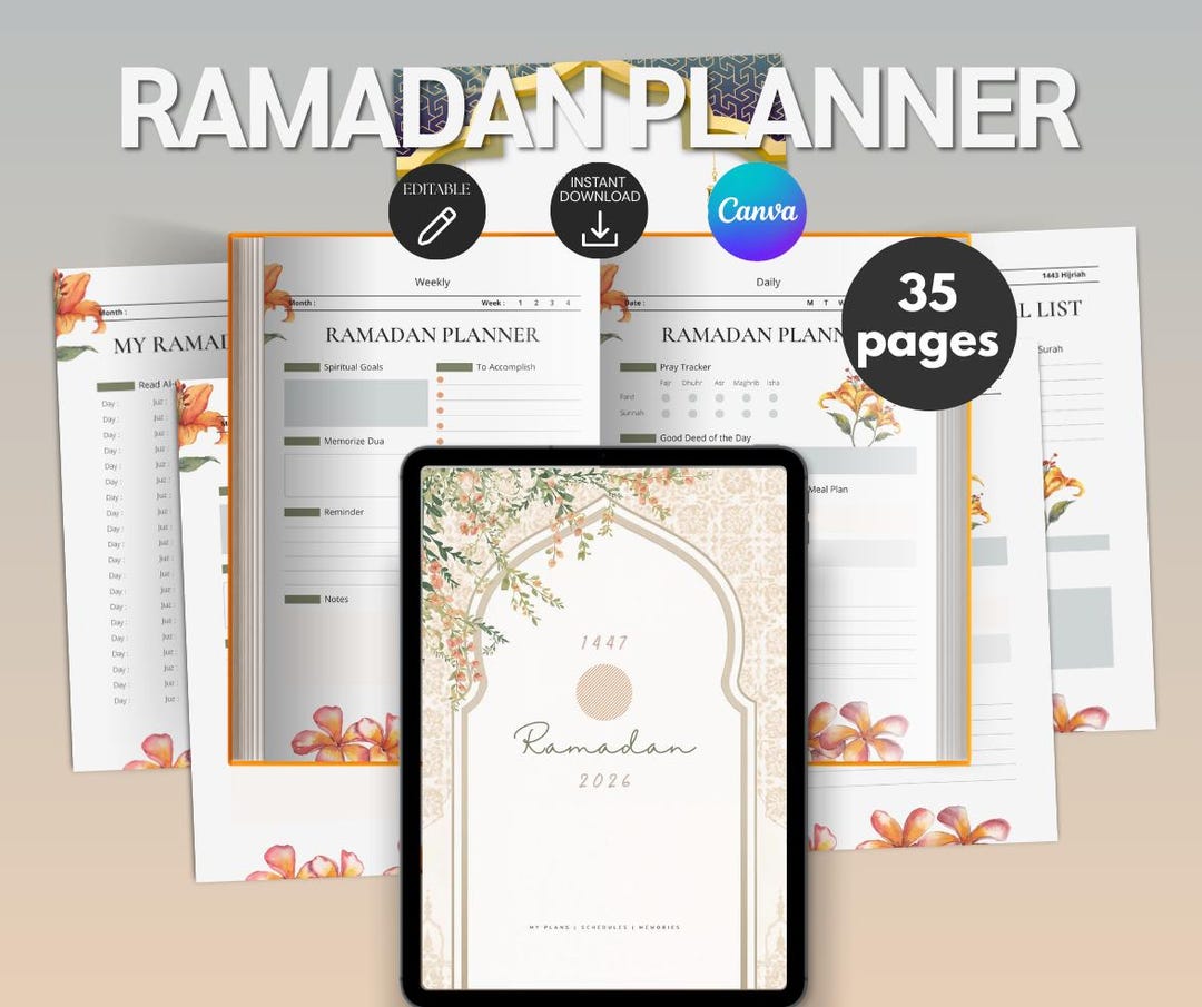 Daily and Weekly 2026 Ramadan Planner, MRR PLR Editable Canva Journal ...