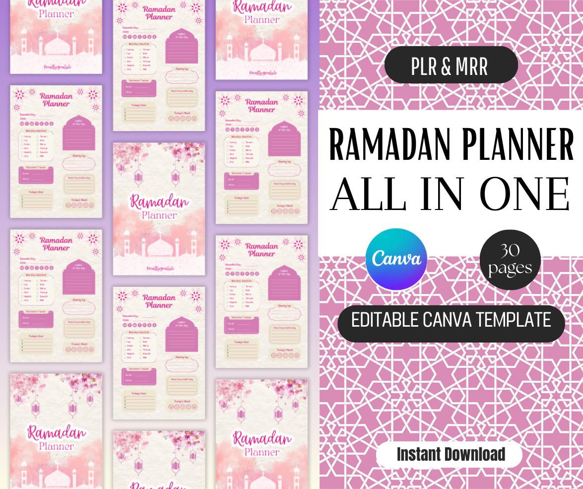 2026 Digital Ramadan Daily Pink Planner, Editable Canva Islamic ...