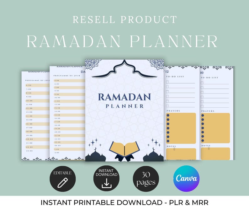 2026 Digital Ramadan Daily Planner, Editable Canva Islamic Workbook ...