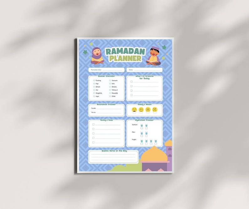 2026 Digital Ramadan Daily Planner for Kids, Muslim Prayer Fasting ...