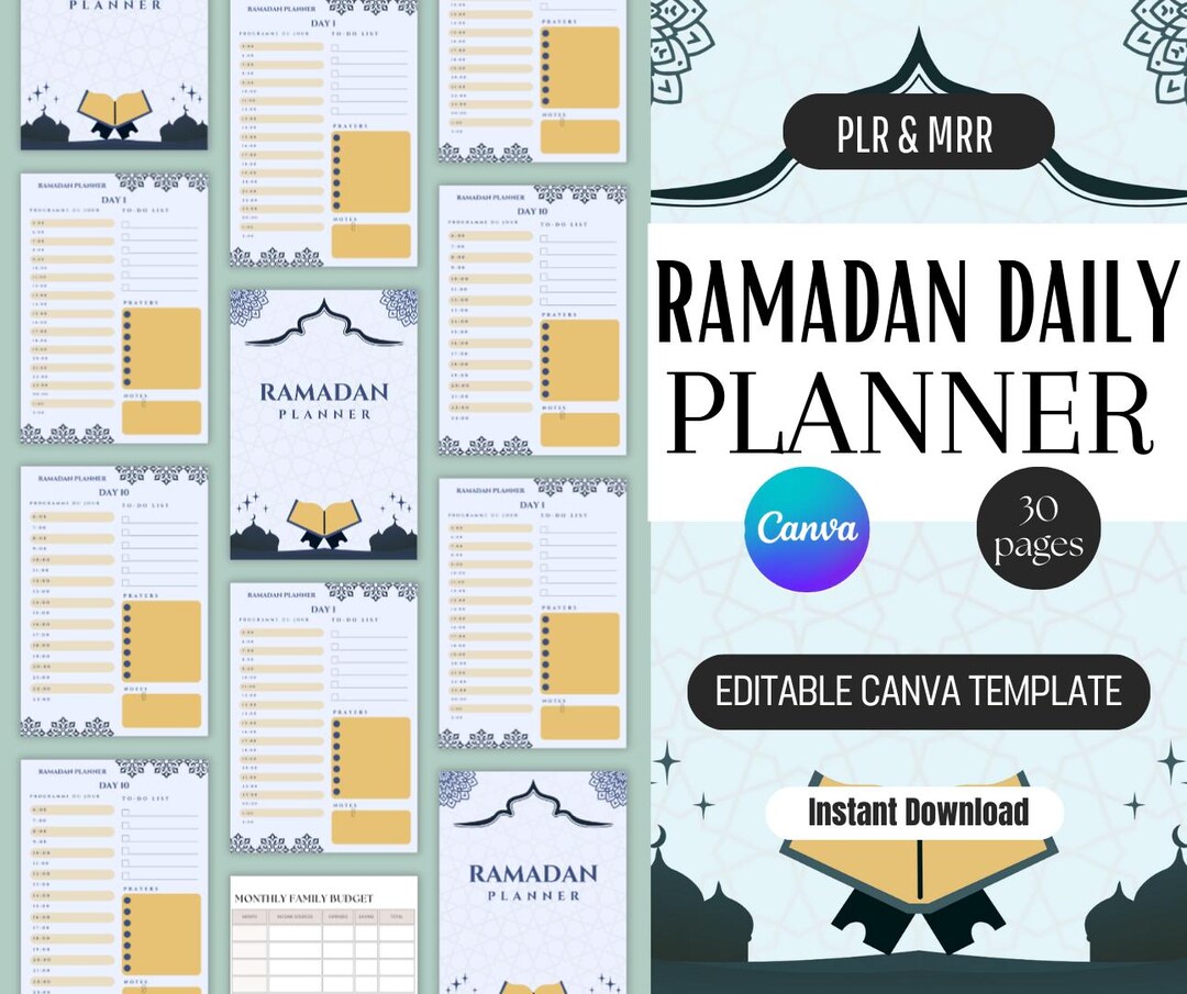2026 Digital Ramadan Daily Planner, Editable Canva Islamic Workbook ...