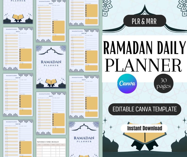 2026 Digital Ramadan Daily Planner, Editable Canva Islamic Workbook ...
