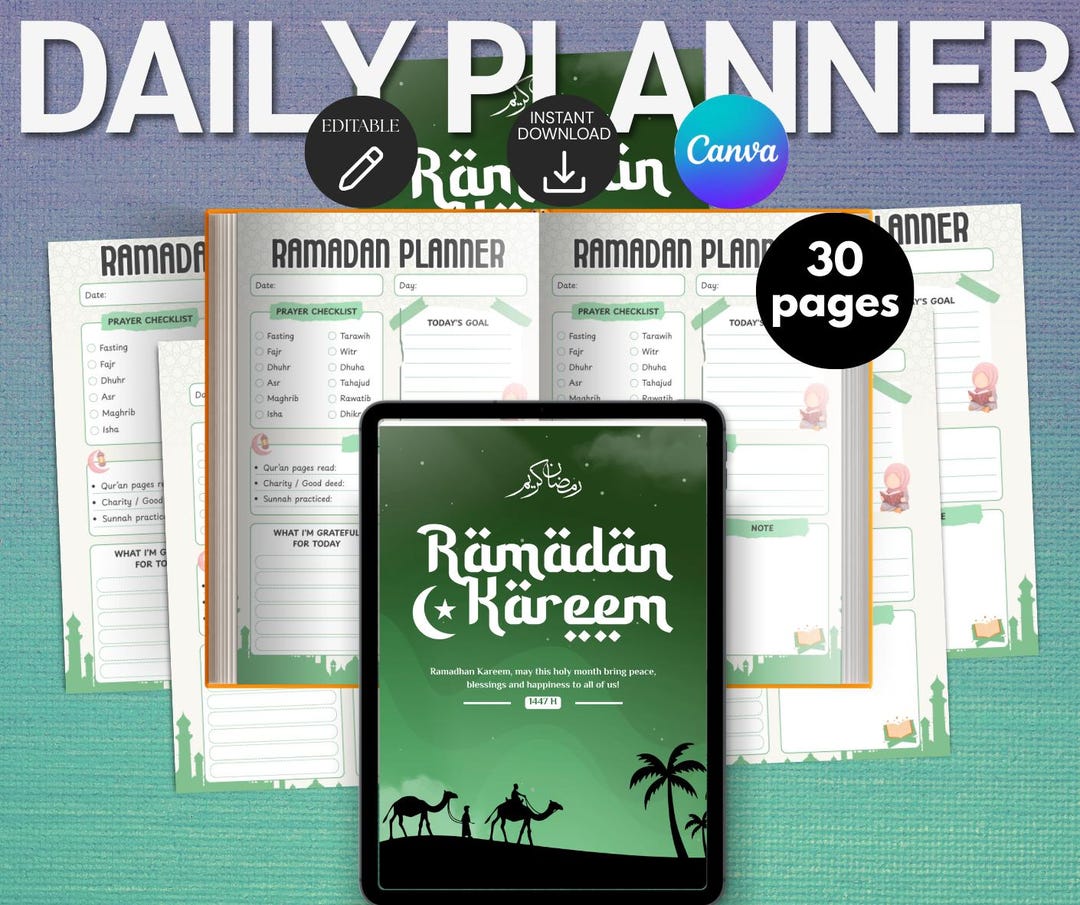 2026 Digital Ramadan Daily Planner MRR & PLR, Muslim Prayer Fasting ...