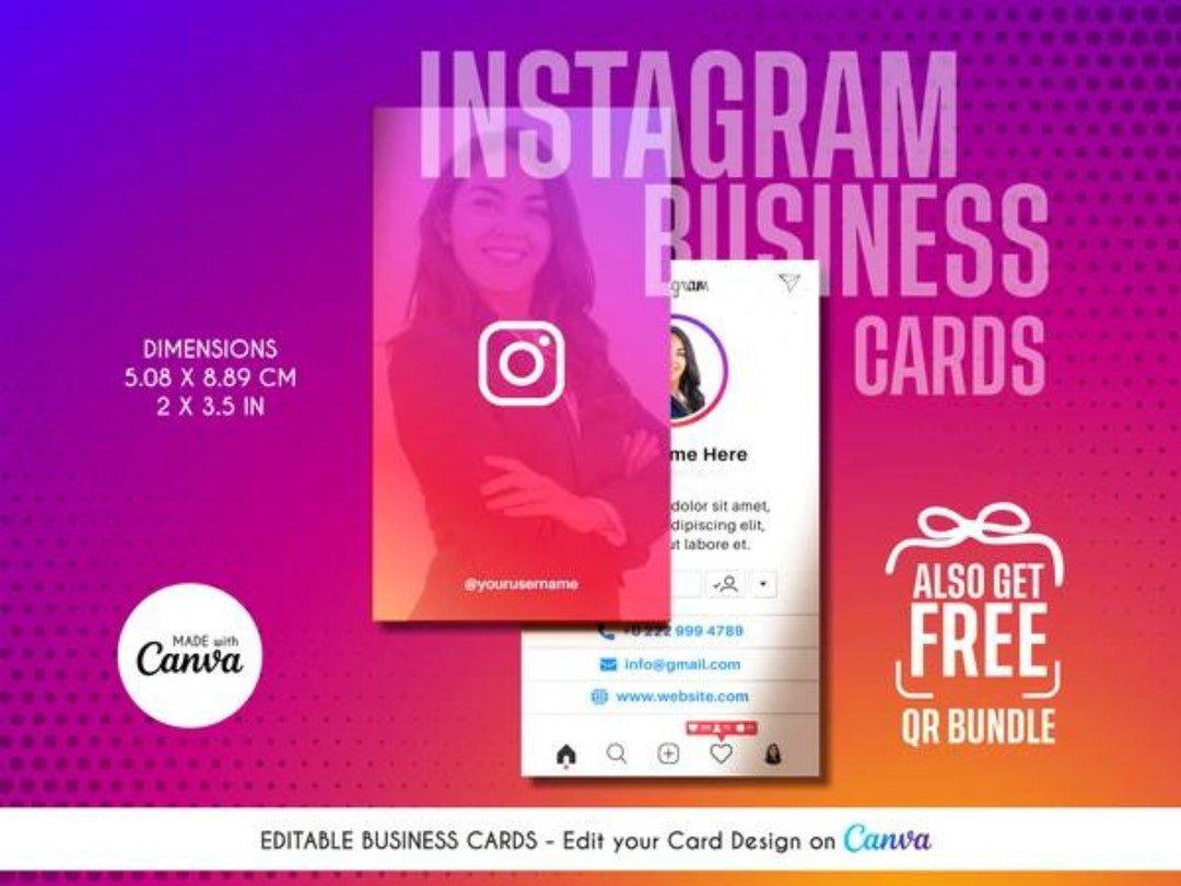 Instagram Business Cards, DIY Canva Business Card Template Design, IG ...