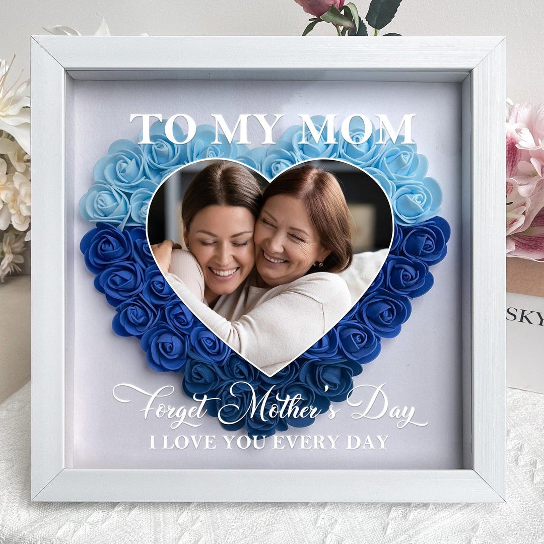 NEW! Personalized Photo Flower Handprints Shadow Box for Mom Gift ...
