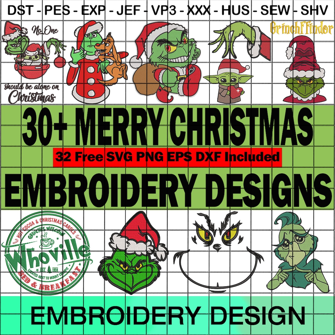 Merry Christmas Bundle Embroidery Designs Xmas Christmas Embroidery ...