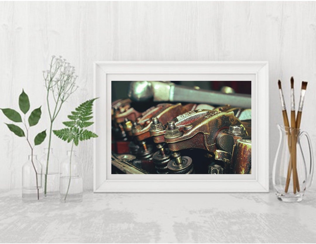 Vintage Engine With Exposed Valves - Framed Photo - Etsy