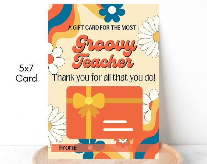 Teacher Appreciation Week, Groovy Teacher, Gift Card Holder, 5x7 Card ...