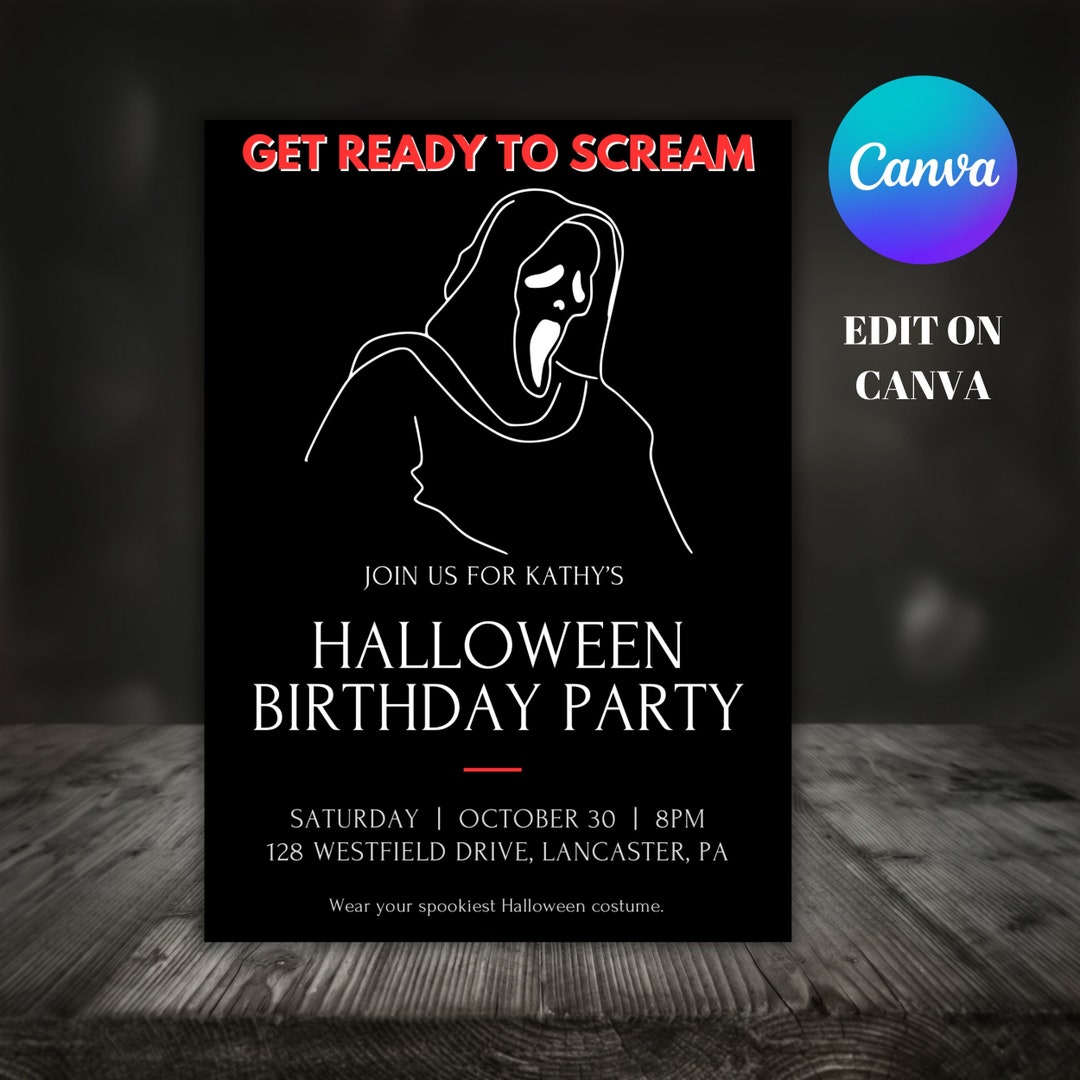 Scream Halloween Party Invitation, Scream Birthday Party Invitation ...
