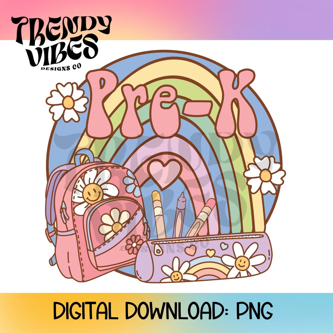 Pre-k PNG Digital Download- Back to School, First Day of School, PNG ...