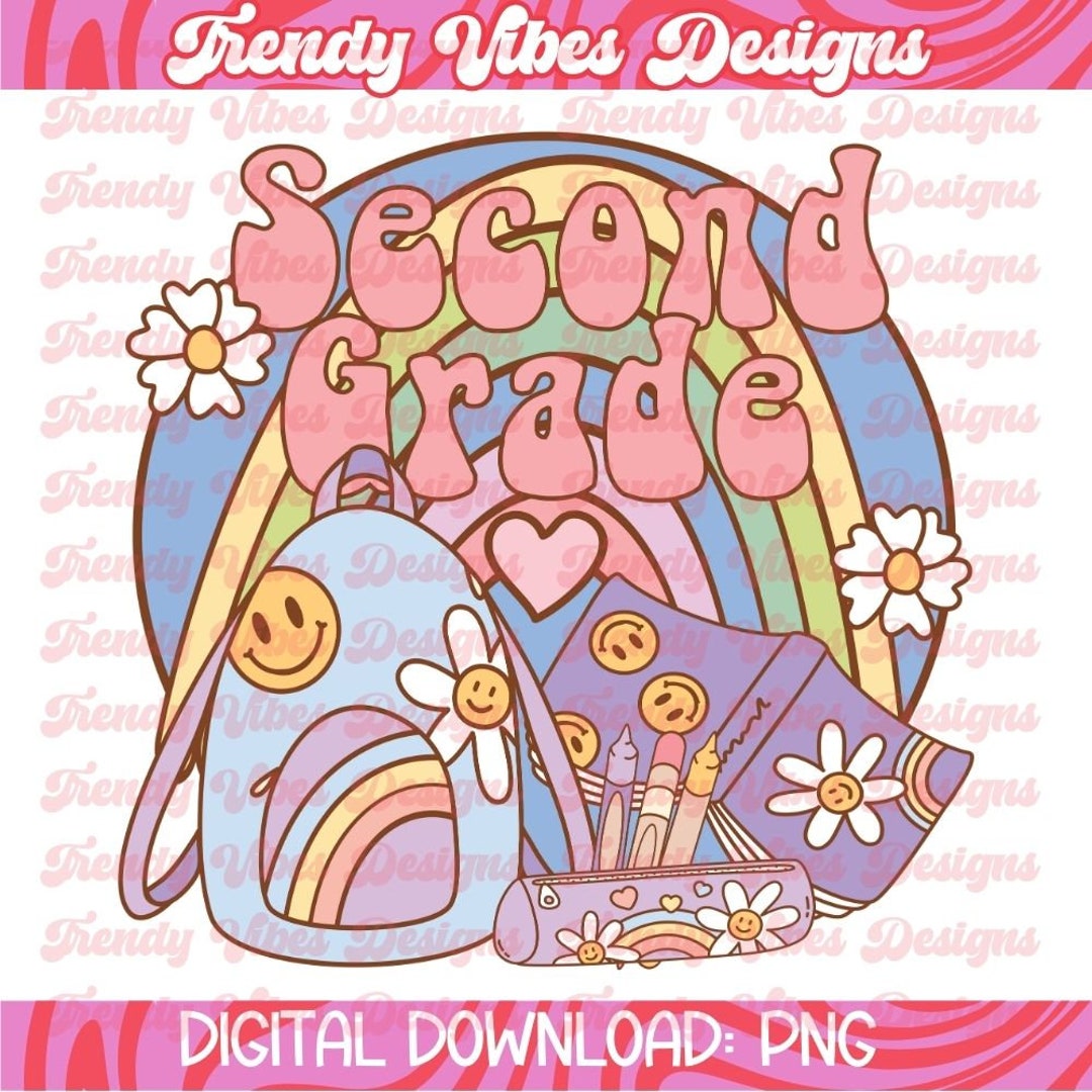 Second Grade PNG Digital Download- Back to School, First Day of School ...