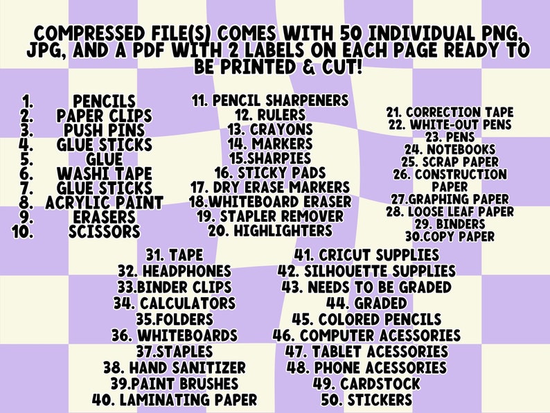 50 Teacher Classroom Labels in Black Composition Design With Thin Font ...