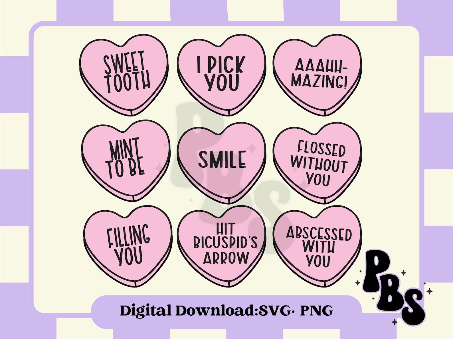 Dental Conversation Hearts Pastel Pink|svg| PNG | Dental| Dentist |rdh ...
