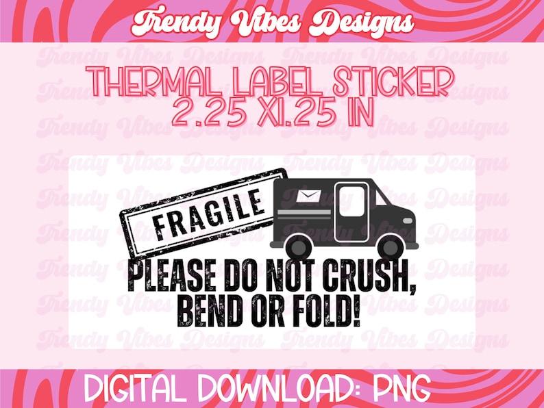 Fragile| Thermal Labels PNG File 2.25x1.25 Small Business Stickers ...