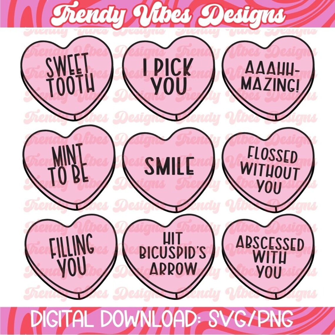 Dental Conversation Hearts Pastel Pinksvg PNG Dental Dentist rdh dds ...